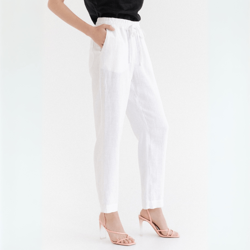 Optical White Linen Octave Pants | Linen Tales – Linen Tales USA