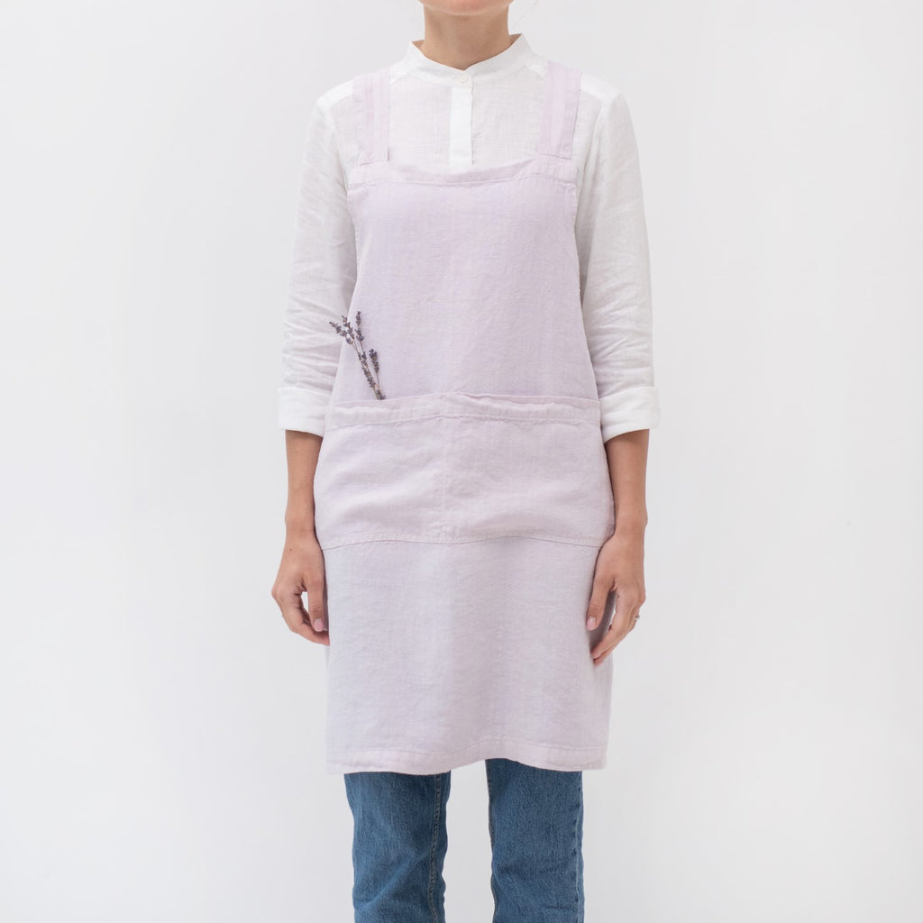 Lavender Fog Linen Crossback Apron – Linen Tales